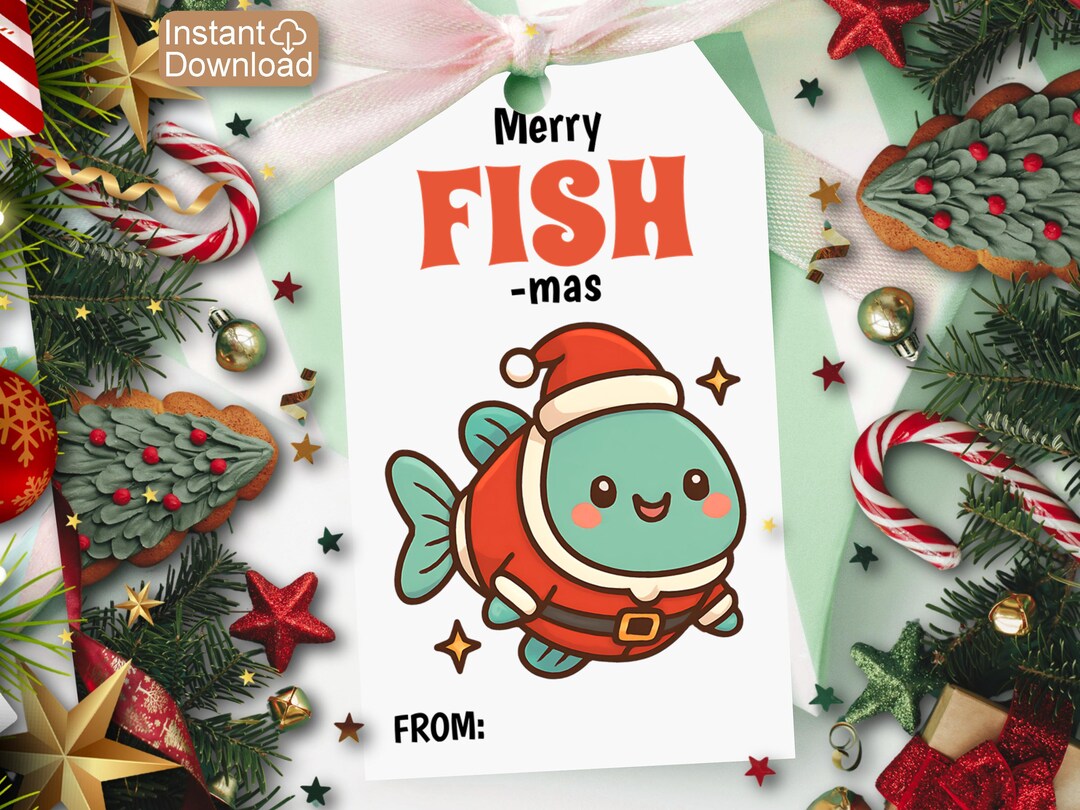 Fish Christmas Gift Tags, Printable Classroom Exchange (digital ...