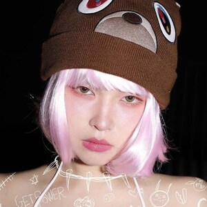 Cute Bear Hat Knit Graduation Wool Kanye West Beanie Warm Fashion Versatile Unisex Rap Hip Hop ...