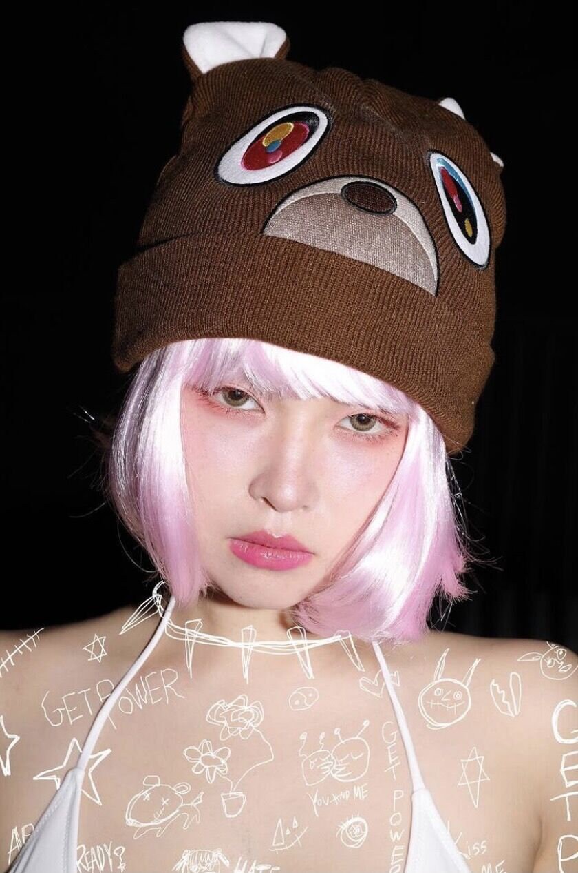 Cute Bear Hat Knit Graduation Wool Kanye West Beanie Warm Fashion Versatile Unisex Rap Hip Hop ...