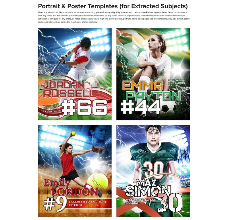 Sports Portrait & Poster Photoshop Templates / Backgrounds for ...