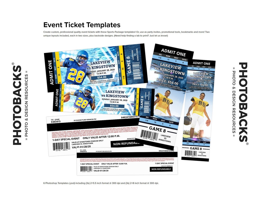 Sports Event Tickets Photoshop Templates From Photobacks Sports Package ...