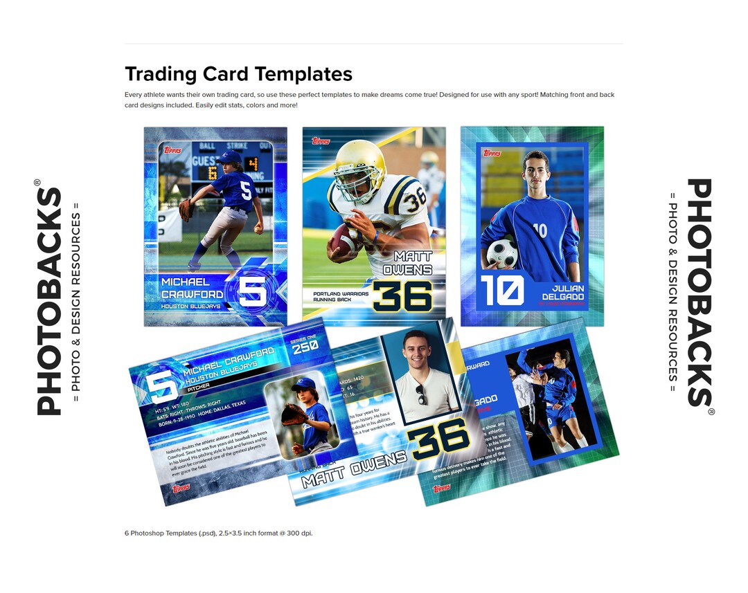 Sports Trading Cards Photoshop Templates From Photobacks Sports Package ...
