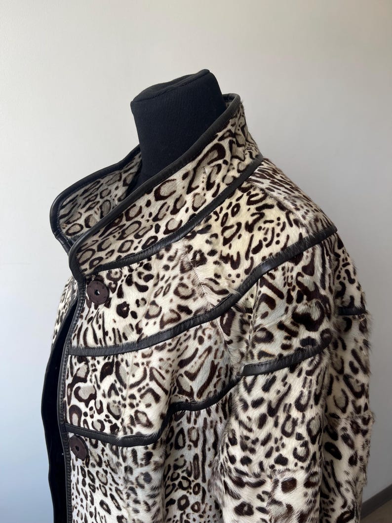 Vintage Real Fur Leopard Animal Print Coat – Lightweight Goat Fur ...