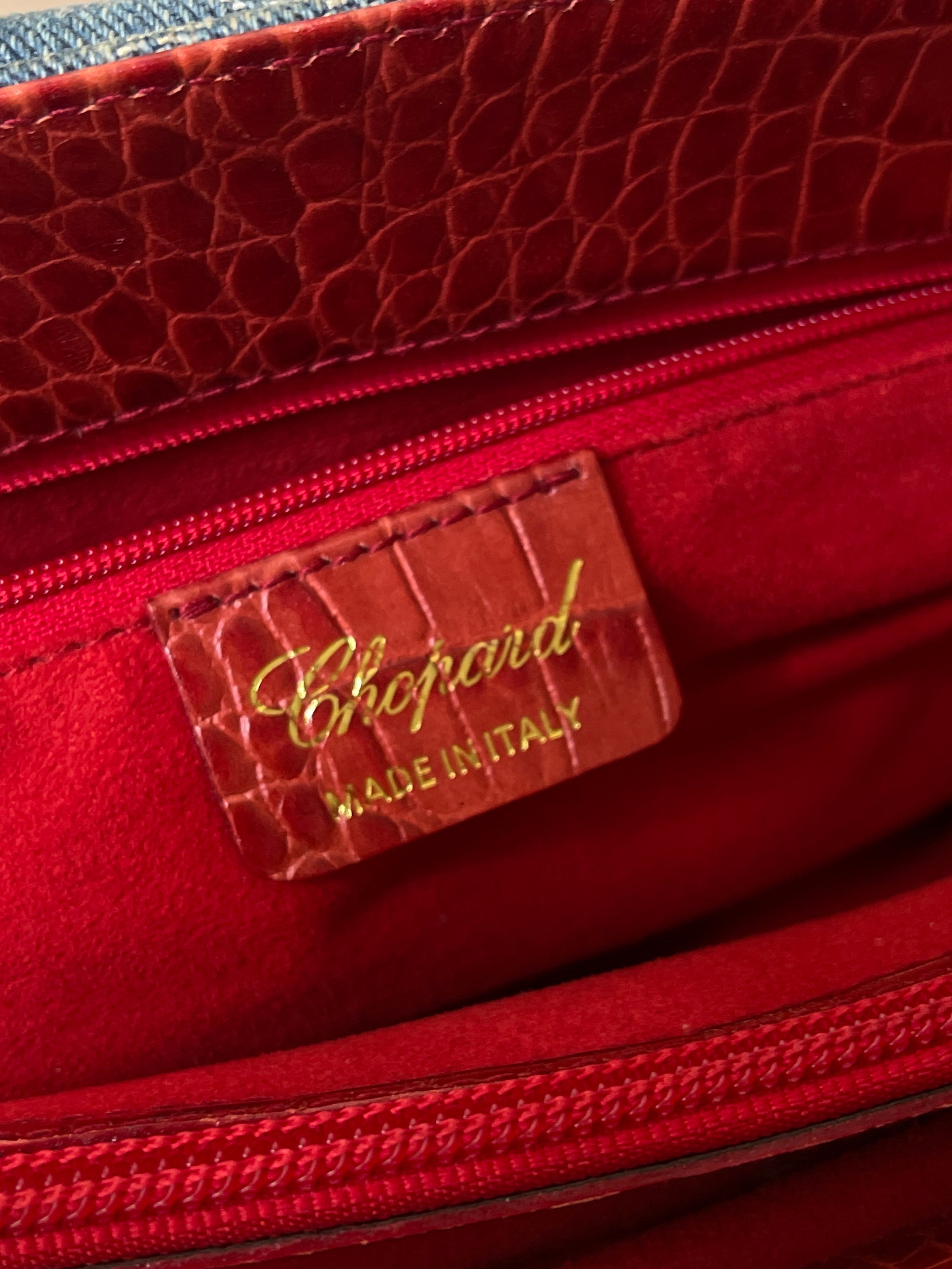 Chopard Denim and Red Croc Skin Vintage Handbag - Etsy