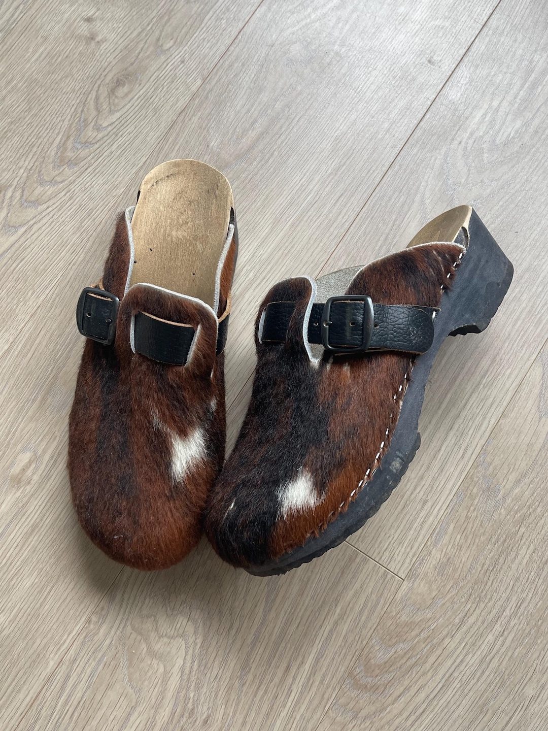 Cowhide Cow Hide Leather Fur Clogs 40 Size - Etsy Canada