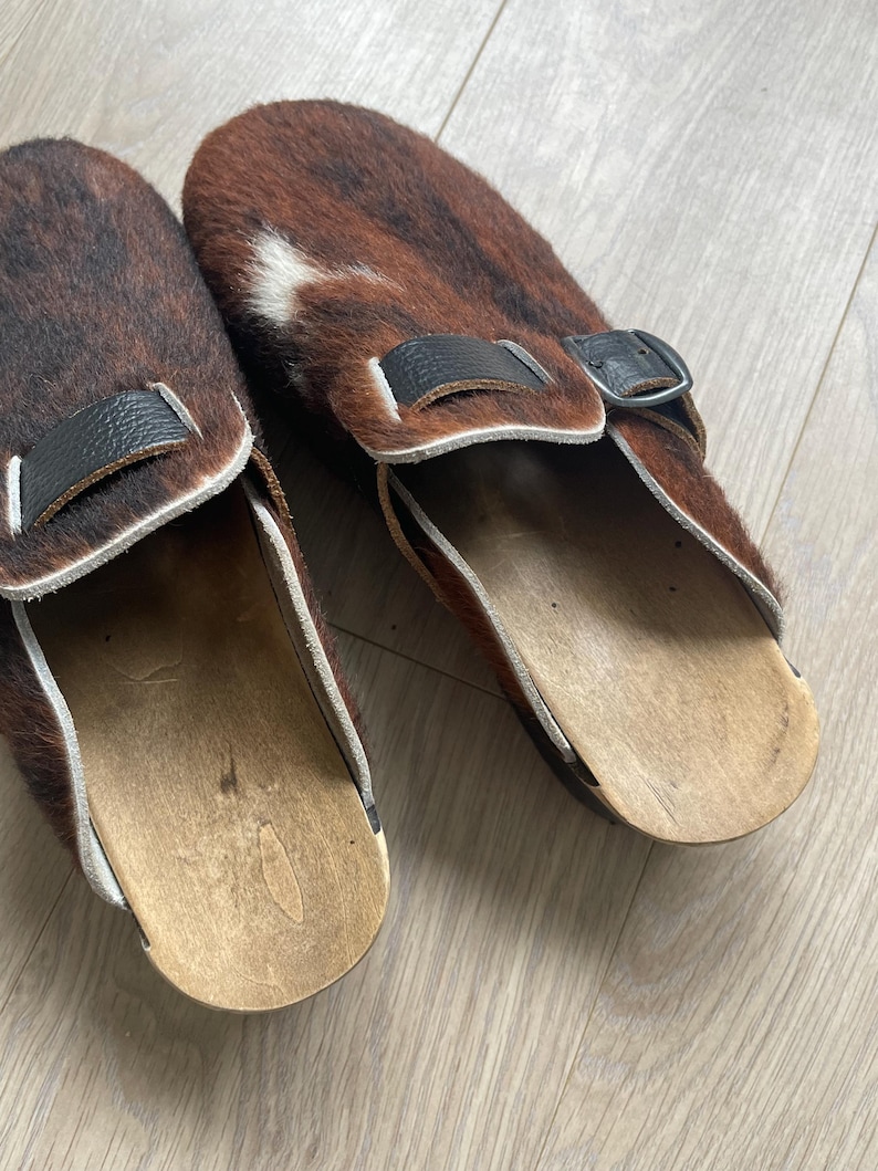Cowhide Cow Hide Leather Fur Clogs 40 Size - Etsy Canada