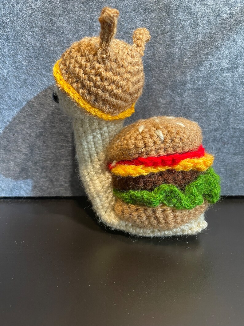 Crochet Burger Snail Made to Order - Etsy