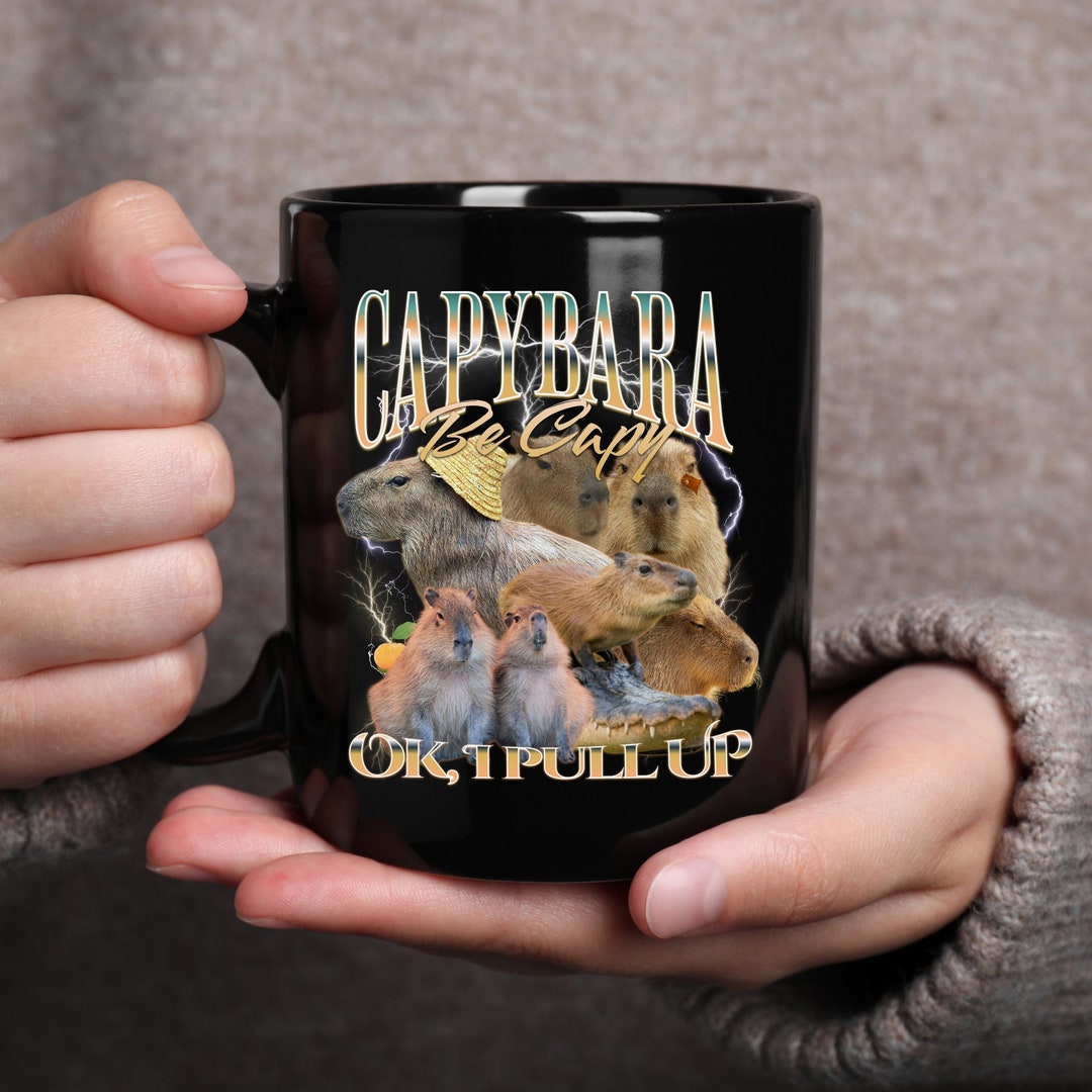 Capybara Bootleg Rap Mug, Capybara Gift, Retro Funny Picture Mugs ...