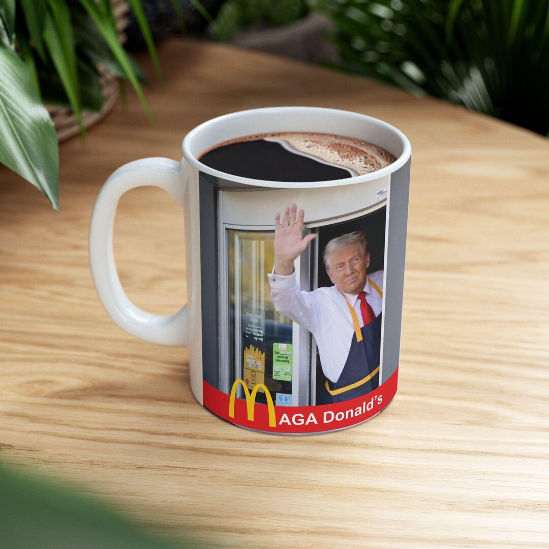 Trump Working Fast Food, Funny 2024 MAGA Coffee Mug, MAGA Gifts, Donald ...