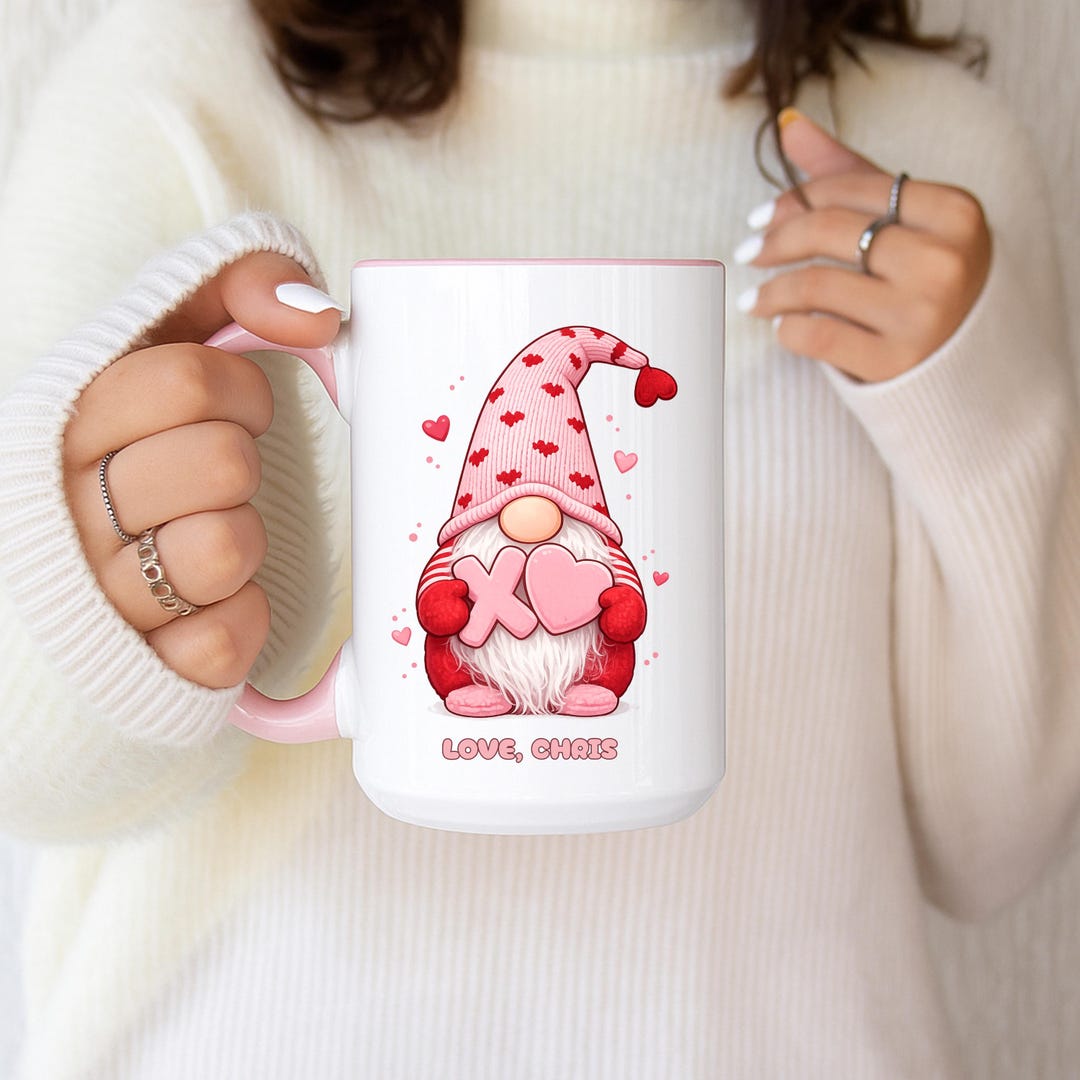 Personalized Pink Gonk Mug, Custom Couple Vday Gonk Cup, Cute Valentine ...