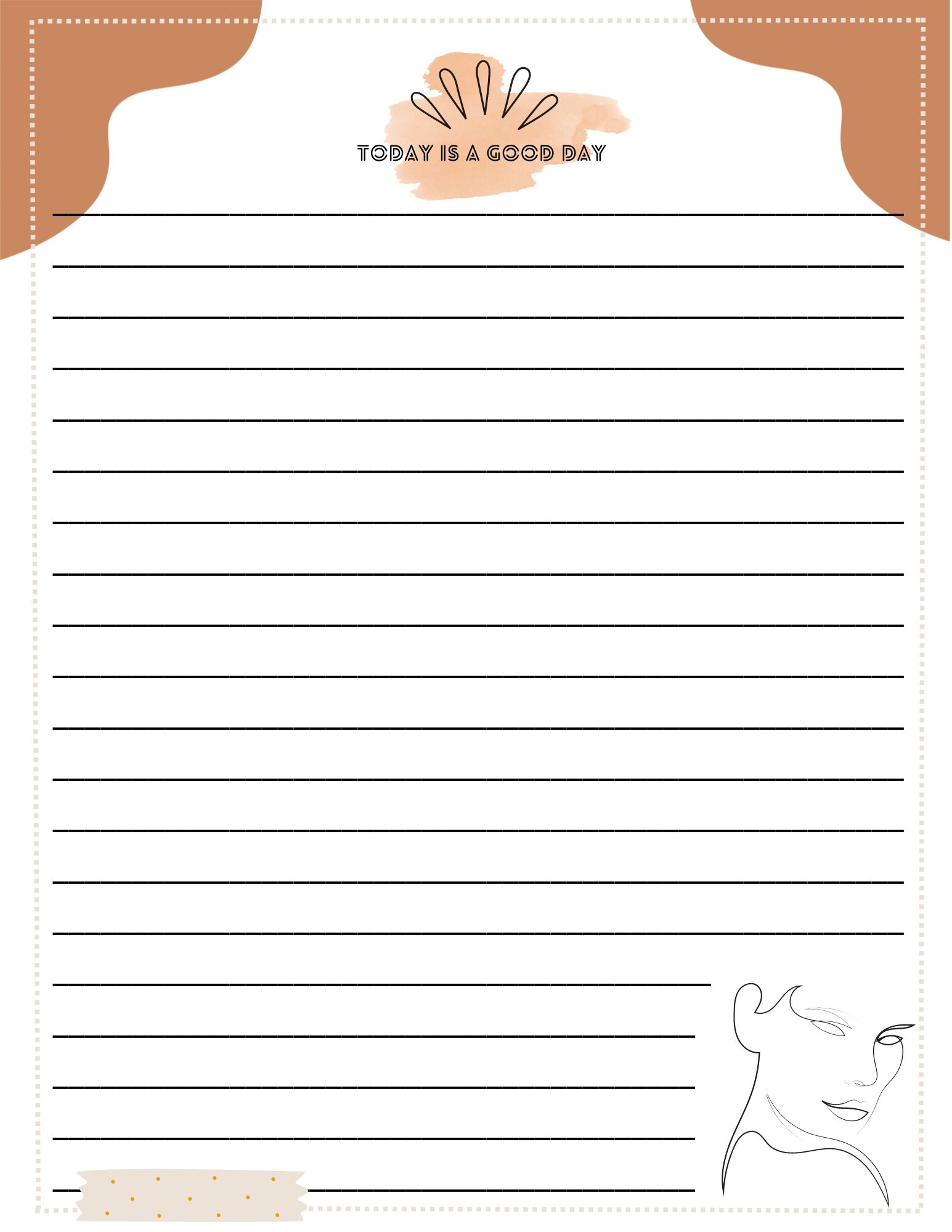 Brown Printable Stationery Template| Letter Writing Paper|lined ...