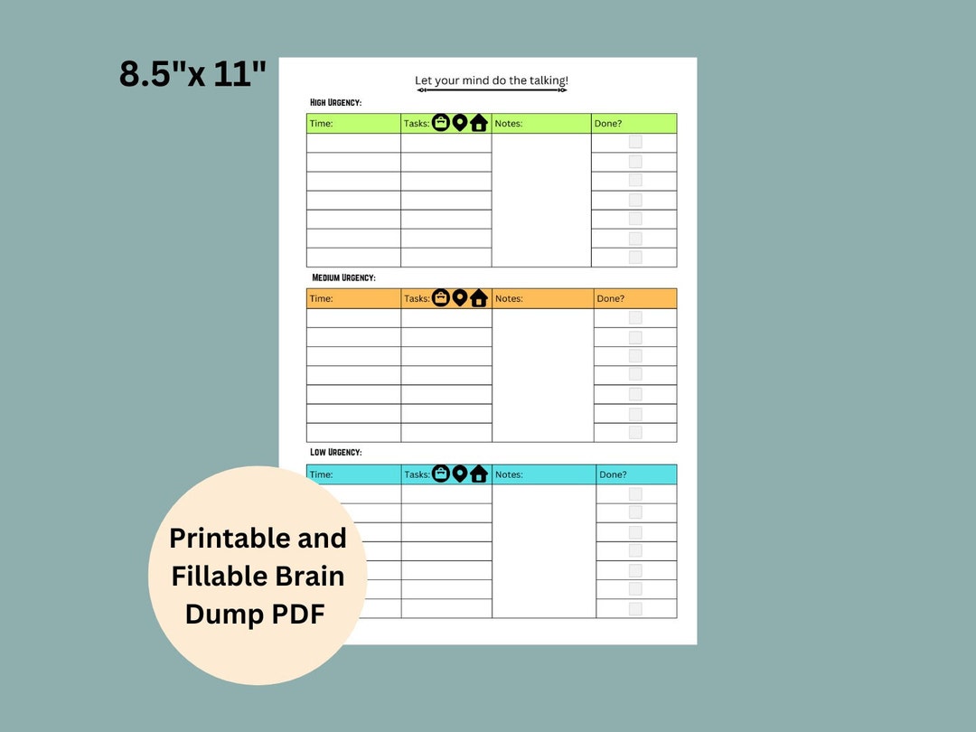 Brain Dump Sheet, Thought Organizer - Etsy
