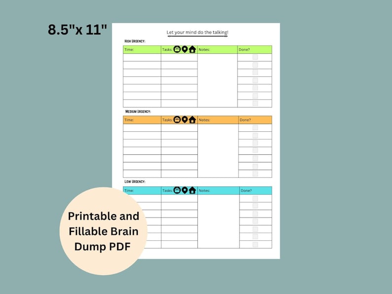 Brain Dump Sheet, Thought Organizer - Etsy