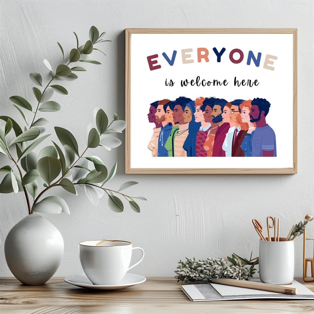 Everyone is Welcome Here Printable, Printable Wall Art, Mental Health ...