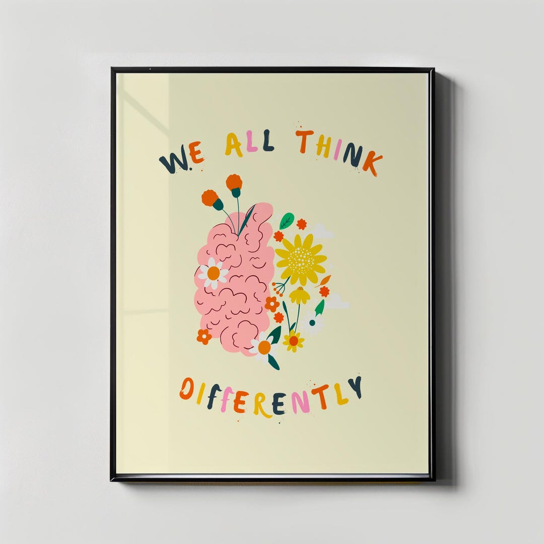We All Think Differently Poster, Growth Mindset Poster, Therapy Office ...