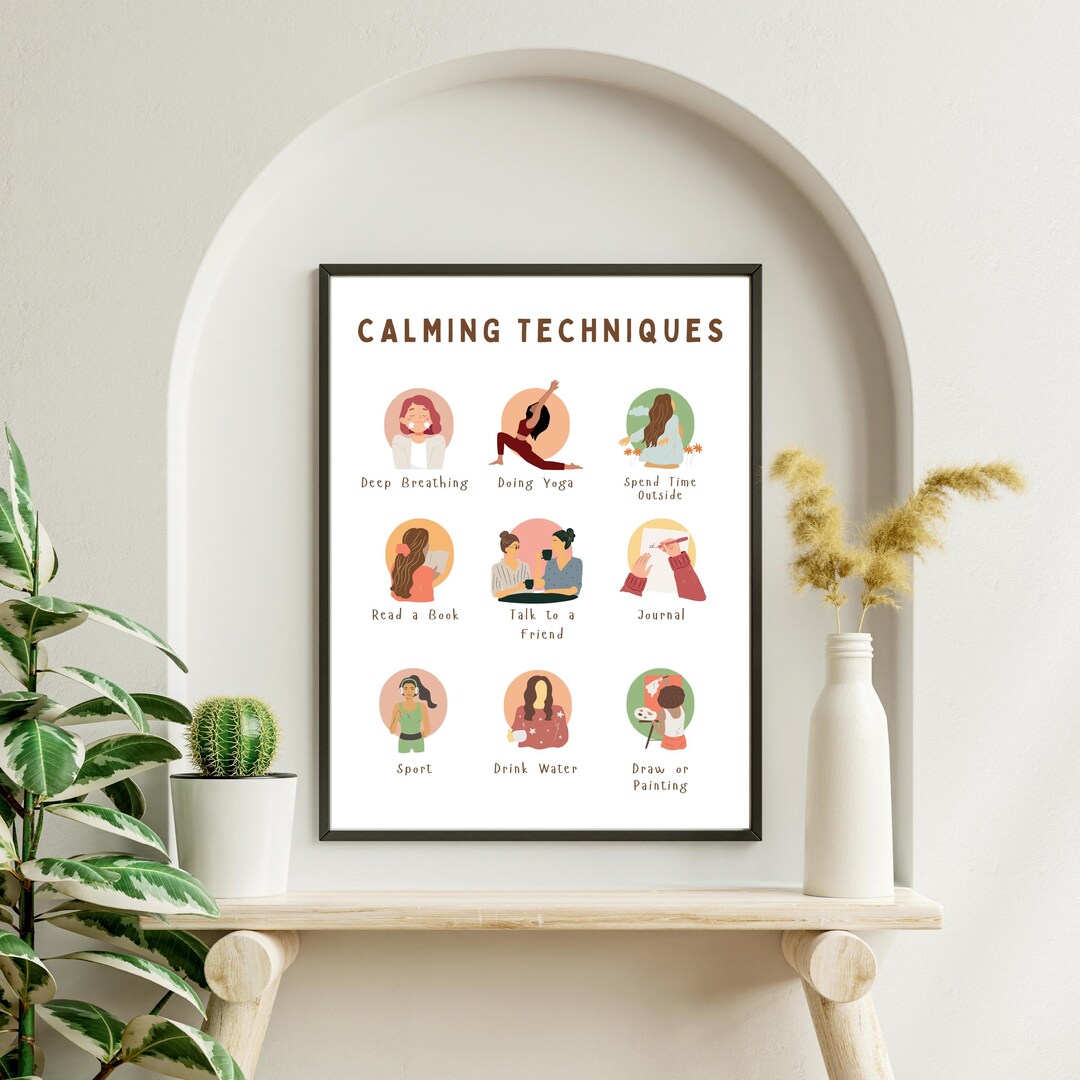 Calming Techniques Poster Printable Wall Art, Educational Prints, Wall ...