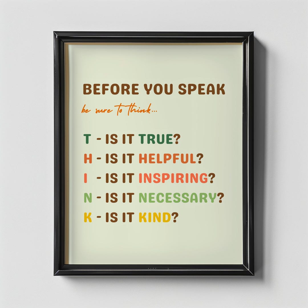Think Before You Speak Poster, Affirmational Poster, Boho Decorations ...