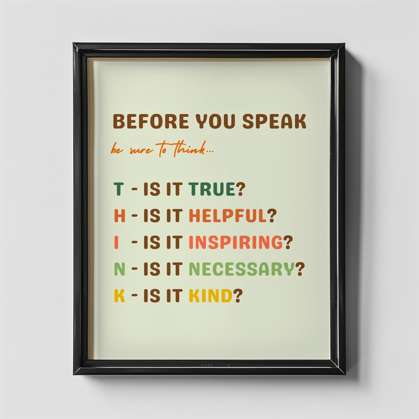 Think Before You Speak Poster, Affirmational Poster, Boho Decorations ...