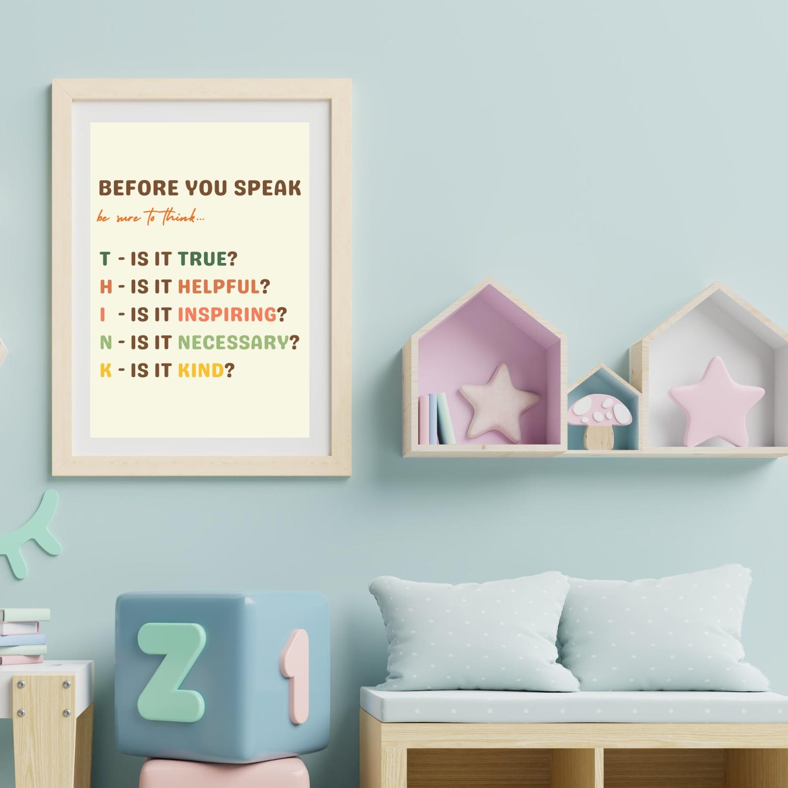 Think Before You Speak Poster, Affirmational Poster, Boho Decorations ...