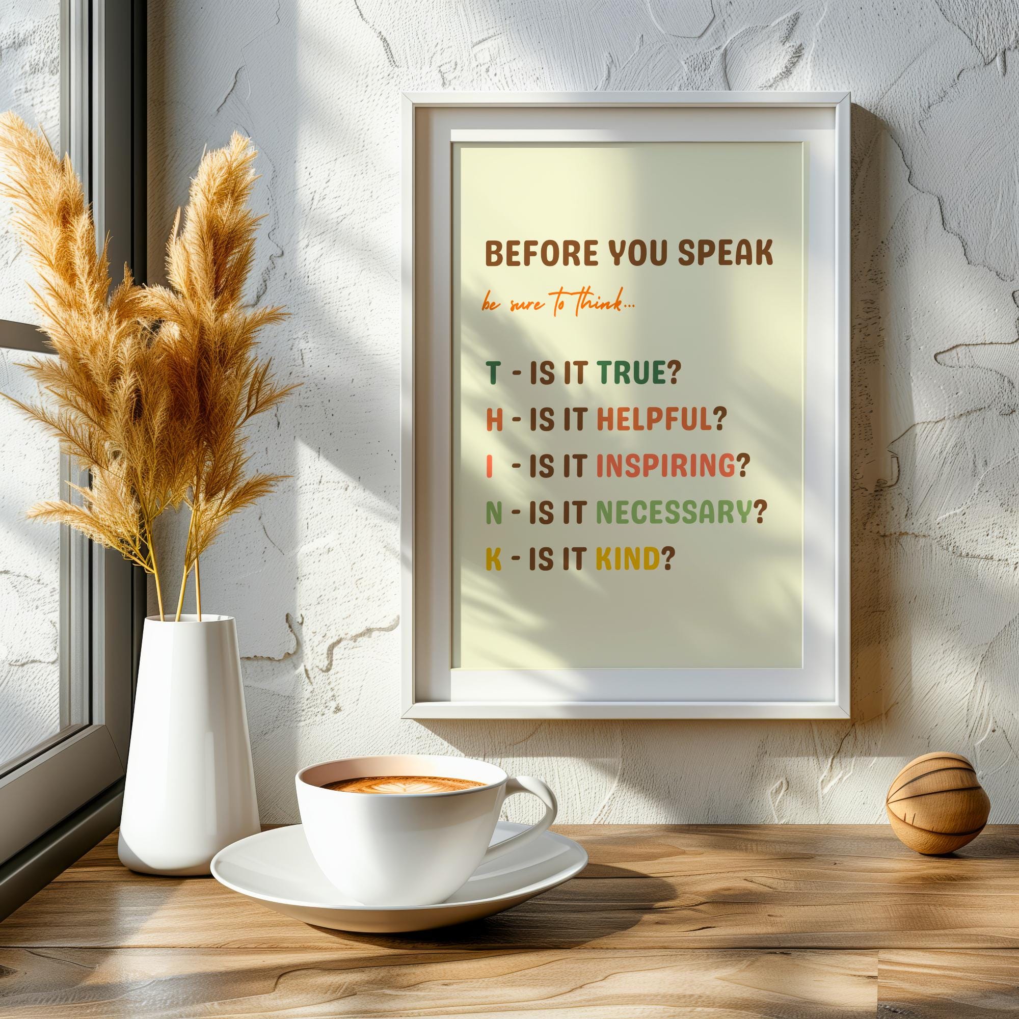 Think Before You Speak Poster, Affirmational Poster, Boho Decorations ...