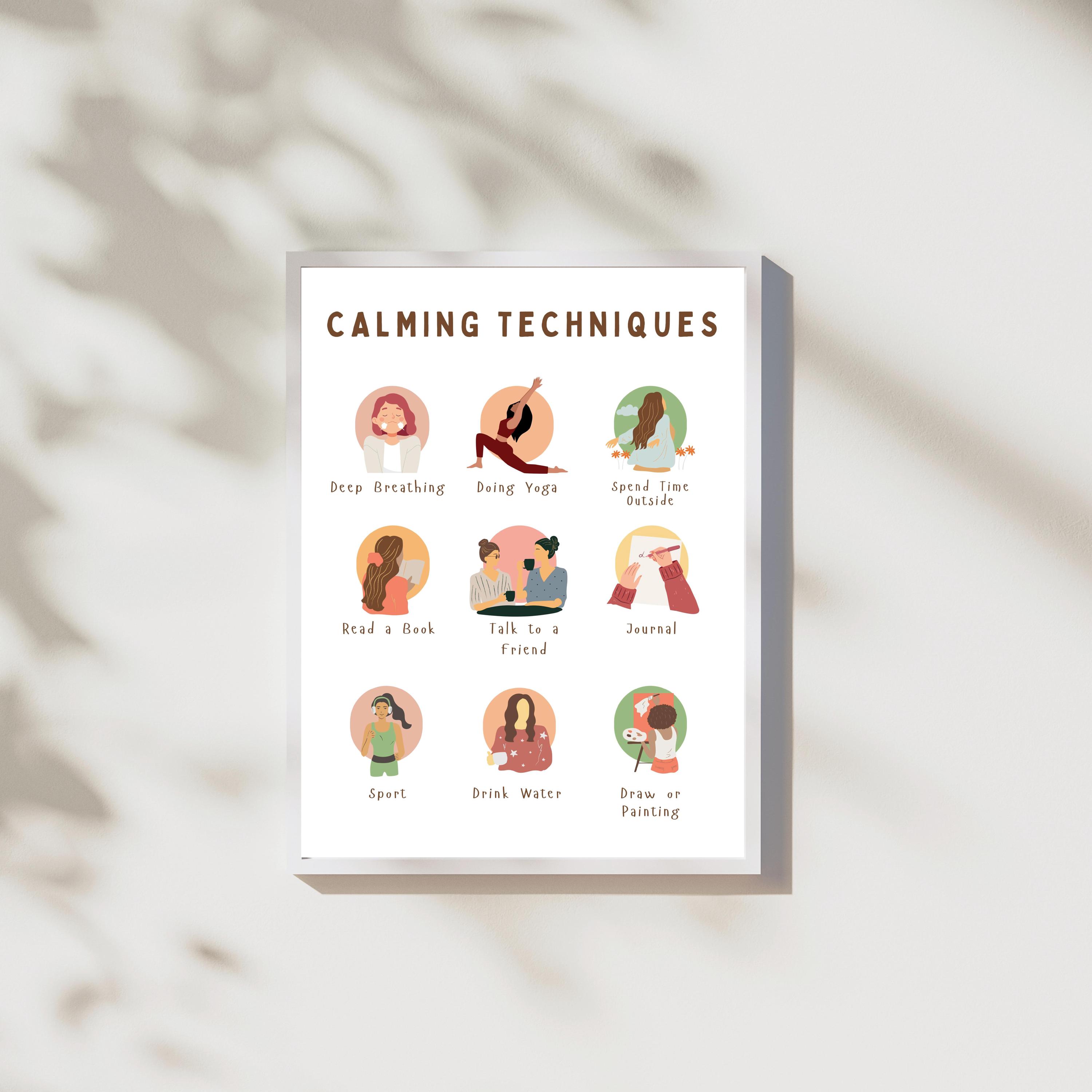 Calming Techniques Poster Printable Wall Art, Educational Prints, Wall ...