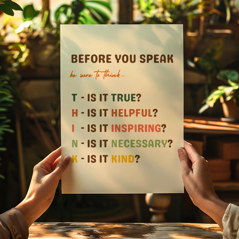 Think Before You Speak Poster, Affirmational Poster, Boho Decorations ...
