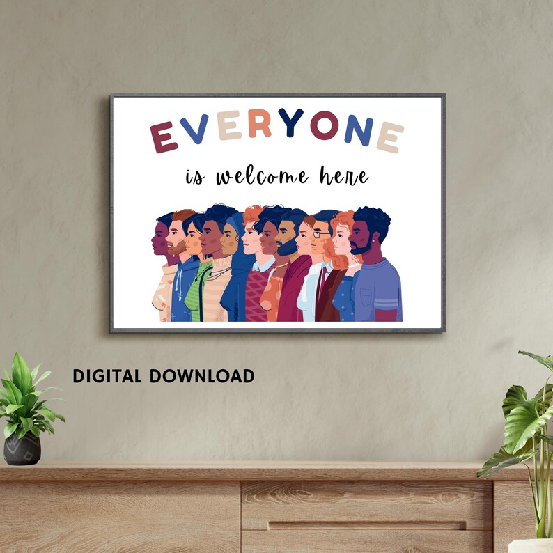Everyone is Welcome Here Printable, Printable Wall Art, Mental Health ...