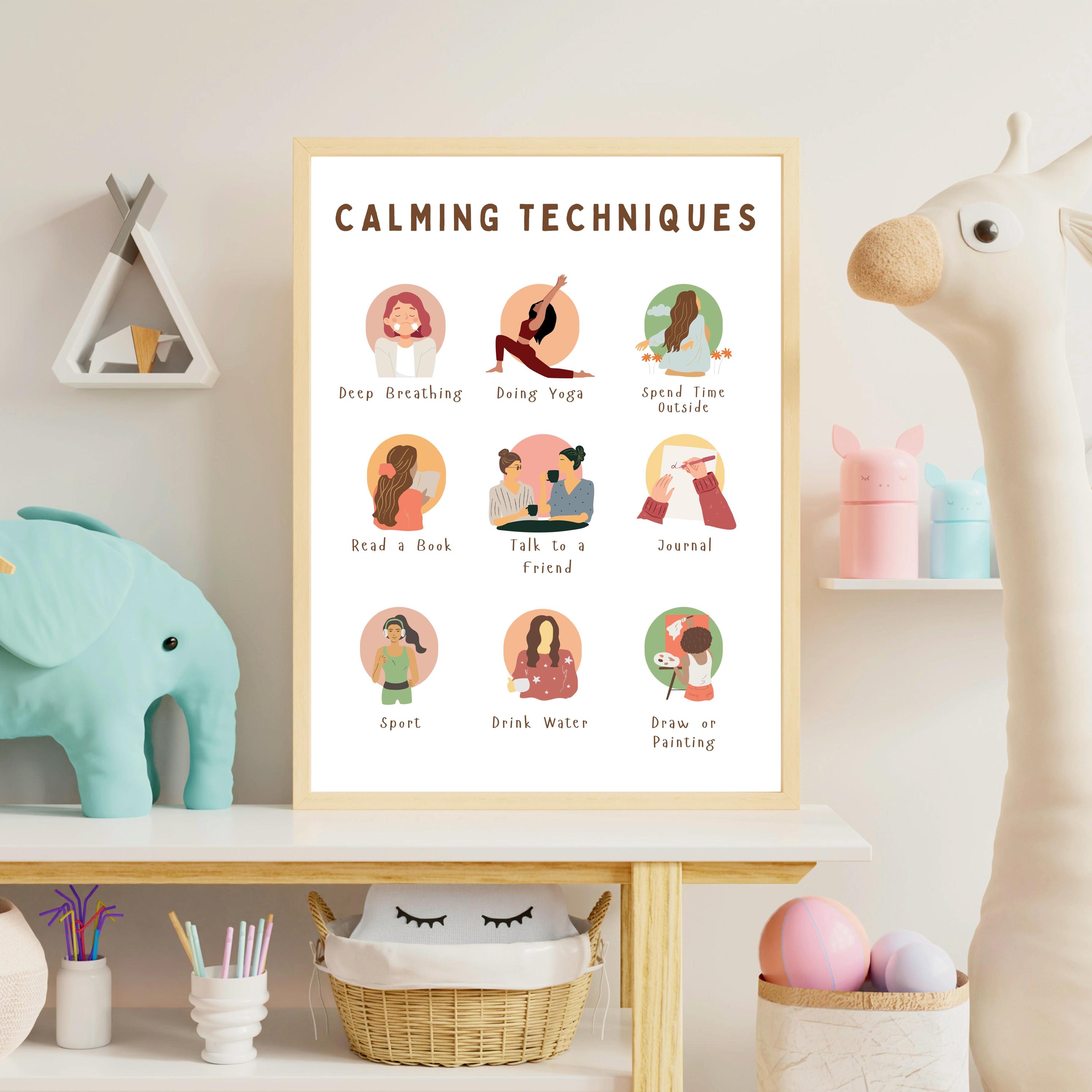 Calming Techniques Poster Printable Wall Art, Educational Prints, Wall ...