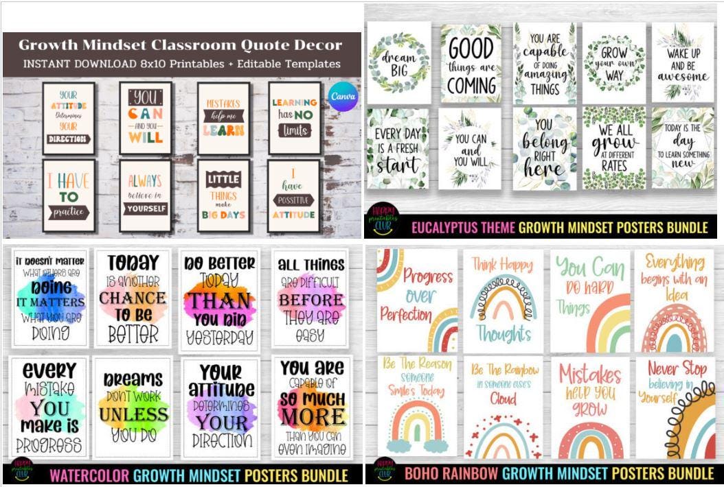 Growth Mindset Posters for Back to School Classroom Décor - Etsy