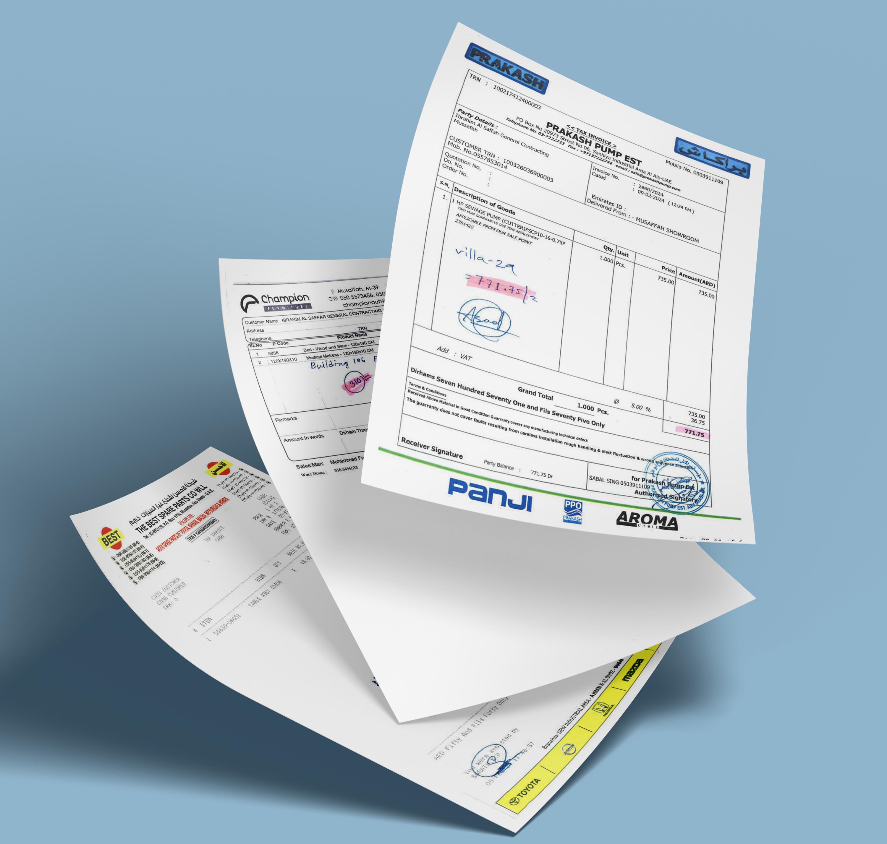 Transcribe 50 Invoices ( Voucher-receipt ) PDF-JPG to Excel Data Sheet ...