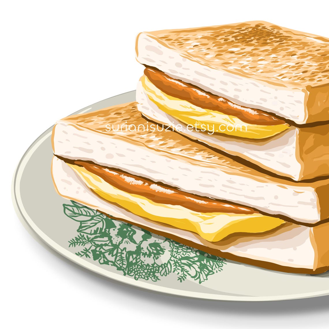 Kopitiam Kaya Toast Breakfast Clipart Digital Drawing, Vector Graphics ...