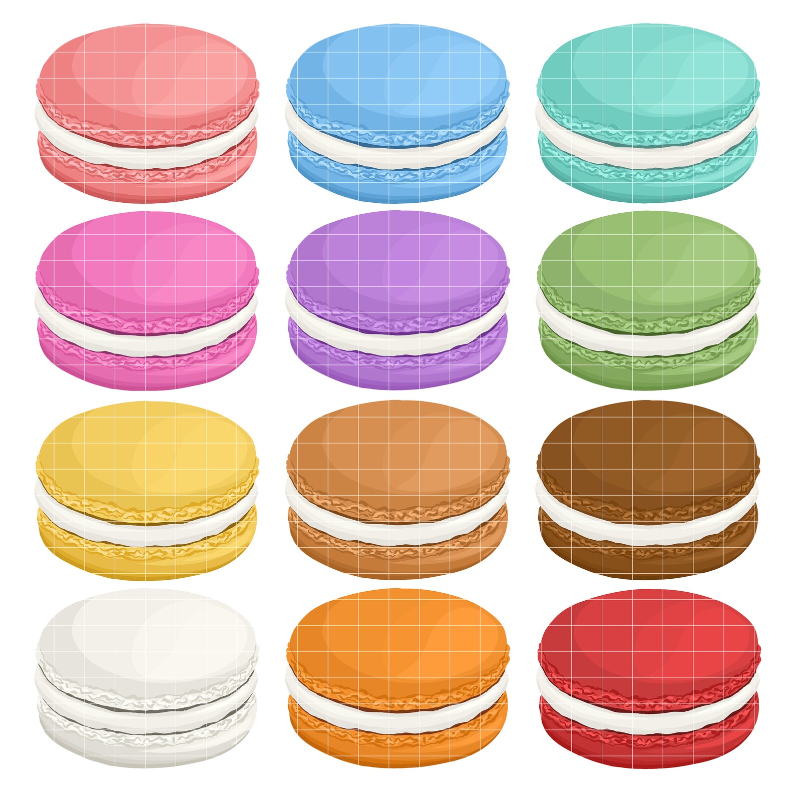 Macarons Clipart PNG and EPS, Digital Clip Art, Colorful Cookies ...