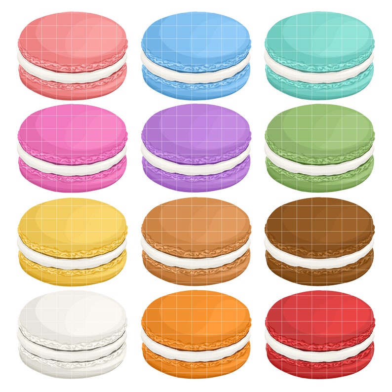 Macarons Clipart: Colorful Cookie Graphics, Planner Stickers (PNG, EPS ...