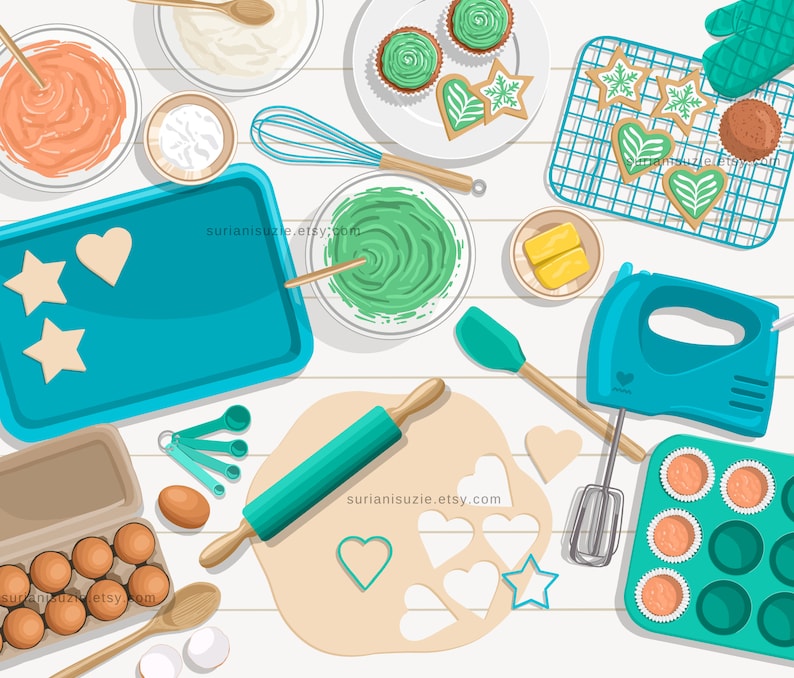 Home Baker Clipart Set, PNG, SVG, EPS Vector Graphics, Hand Drawn ...