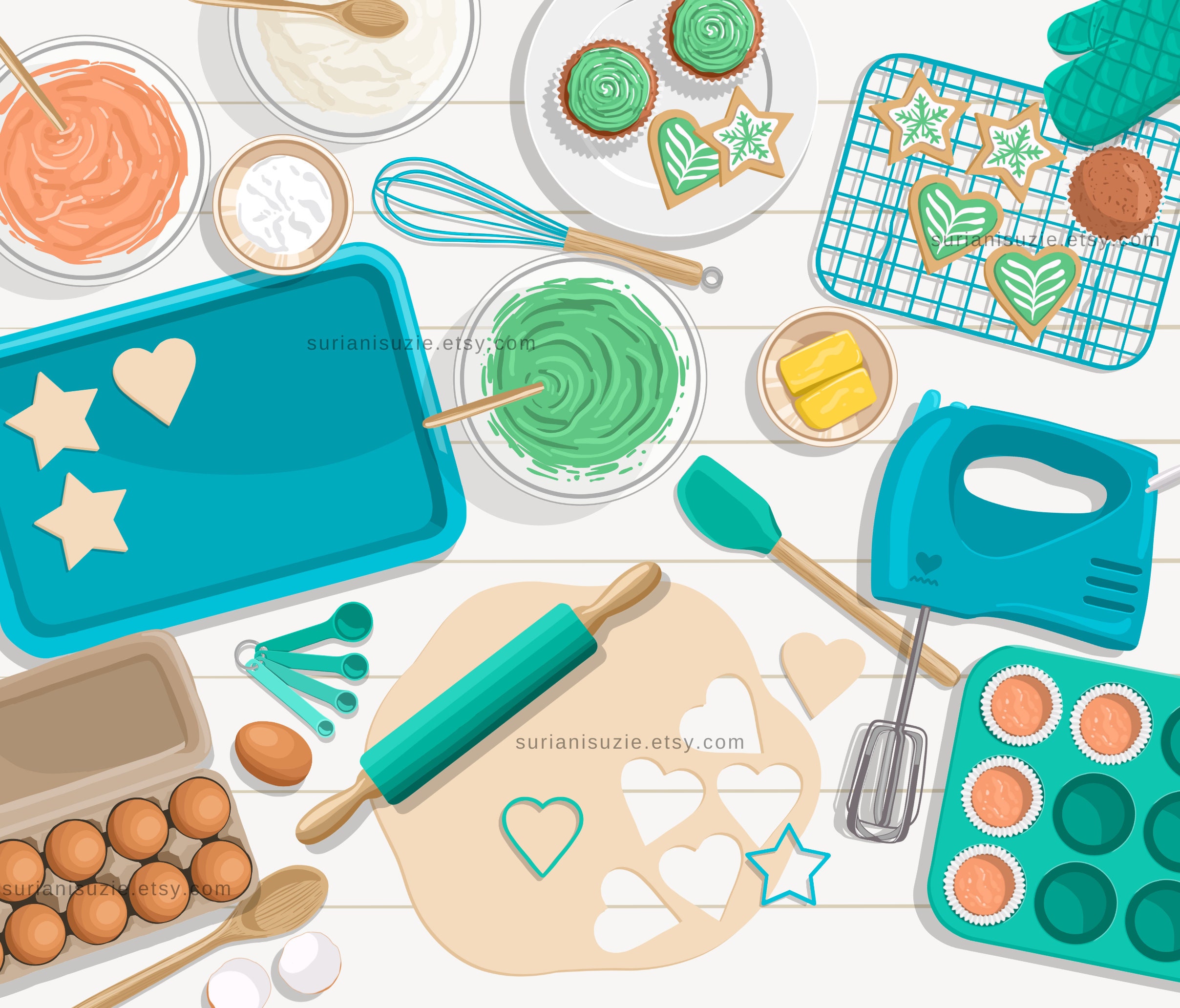 Home Baker Clipart Set, PNG, SVG, EPS Vector Graphics, Hand Drawn ...