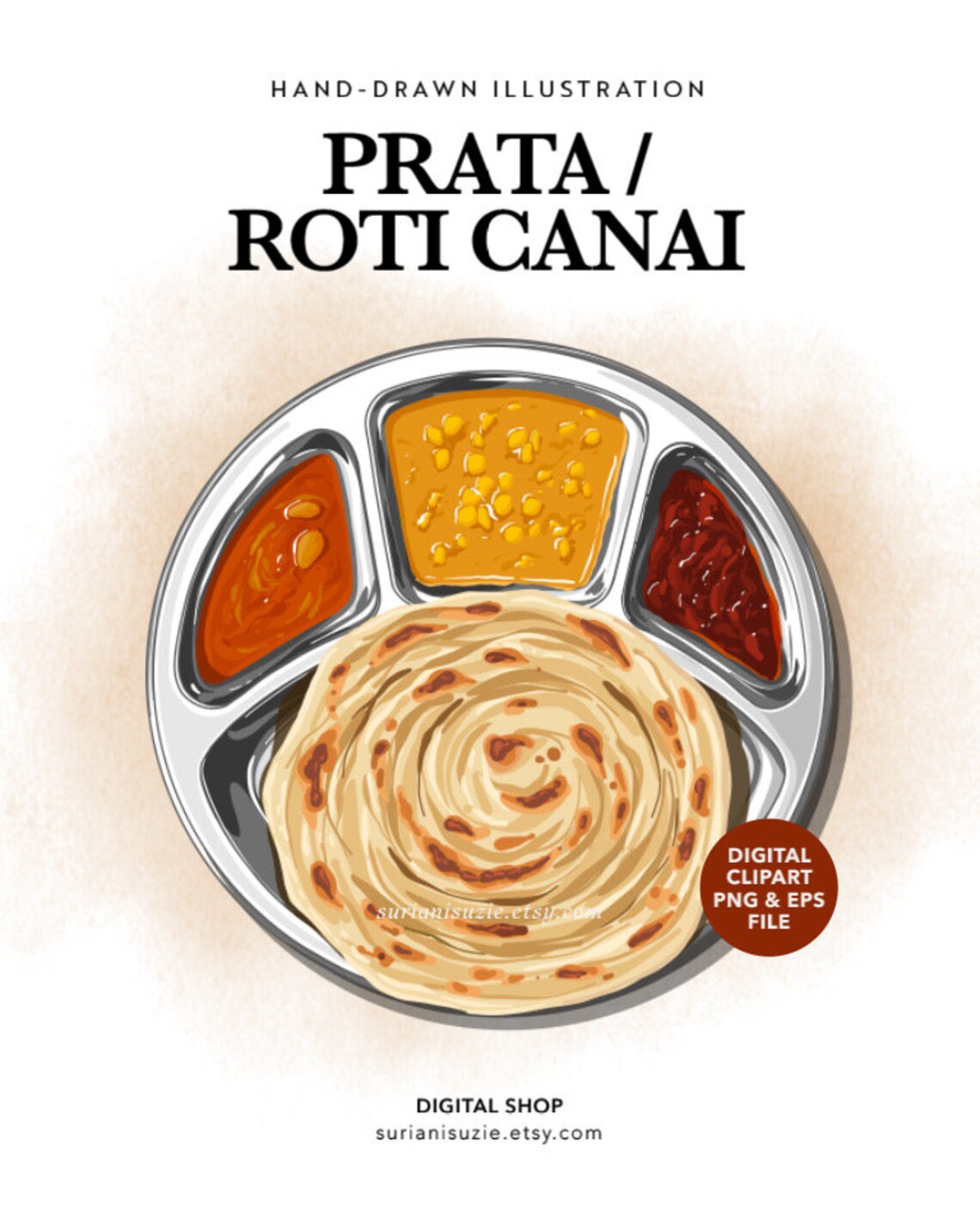 Indian Food Clipart, Chapati, Nan, Thosai, Prata, Roti Canai, EPS, PNG ...