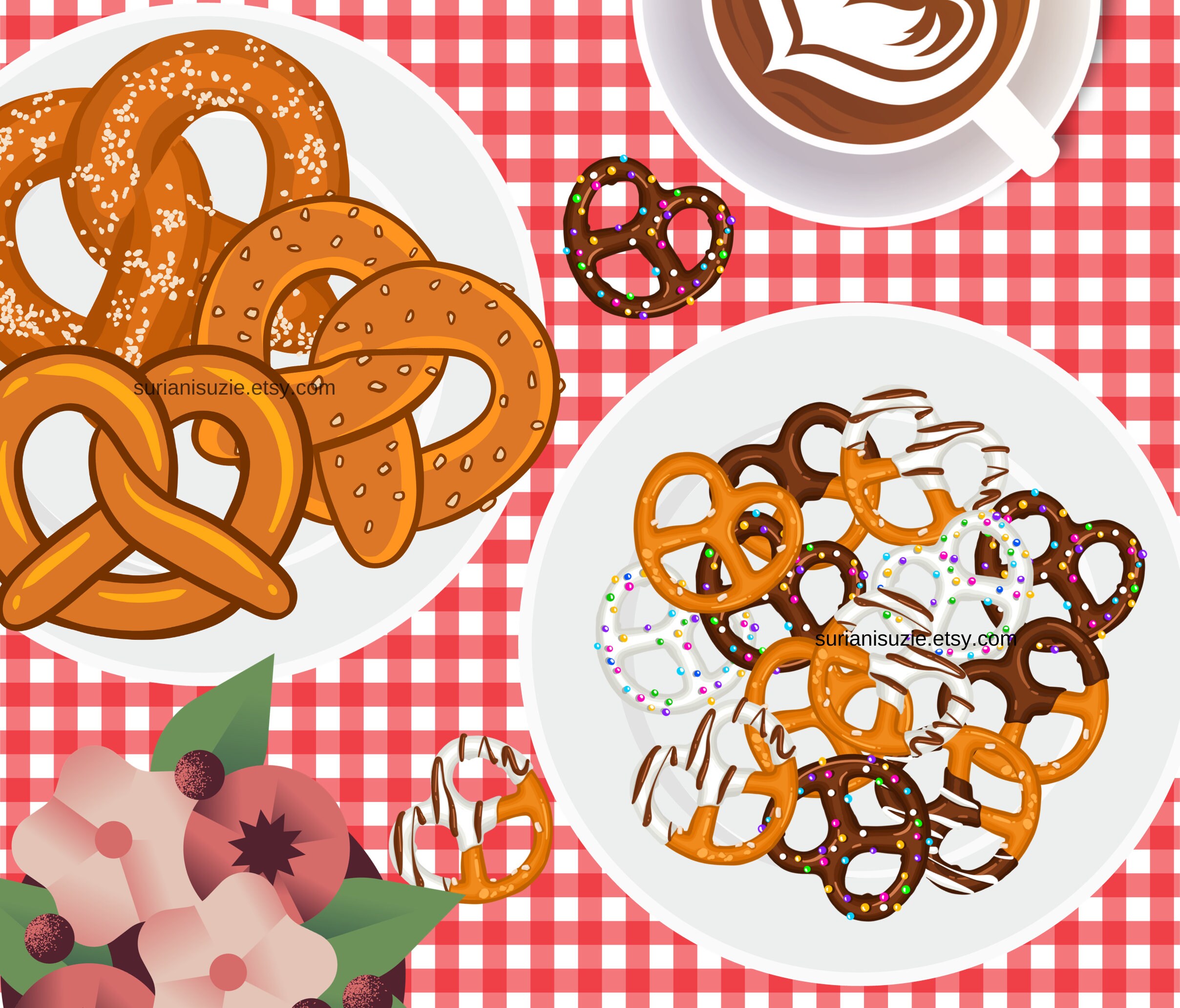 Pretzels Clipart, PNG, EPS Vector Graphics for Commercial Use - Etsy