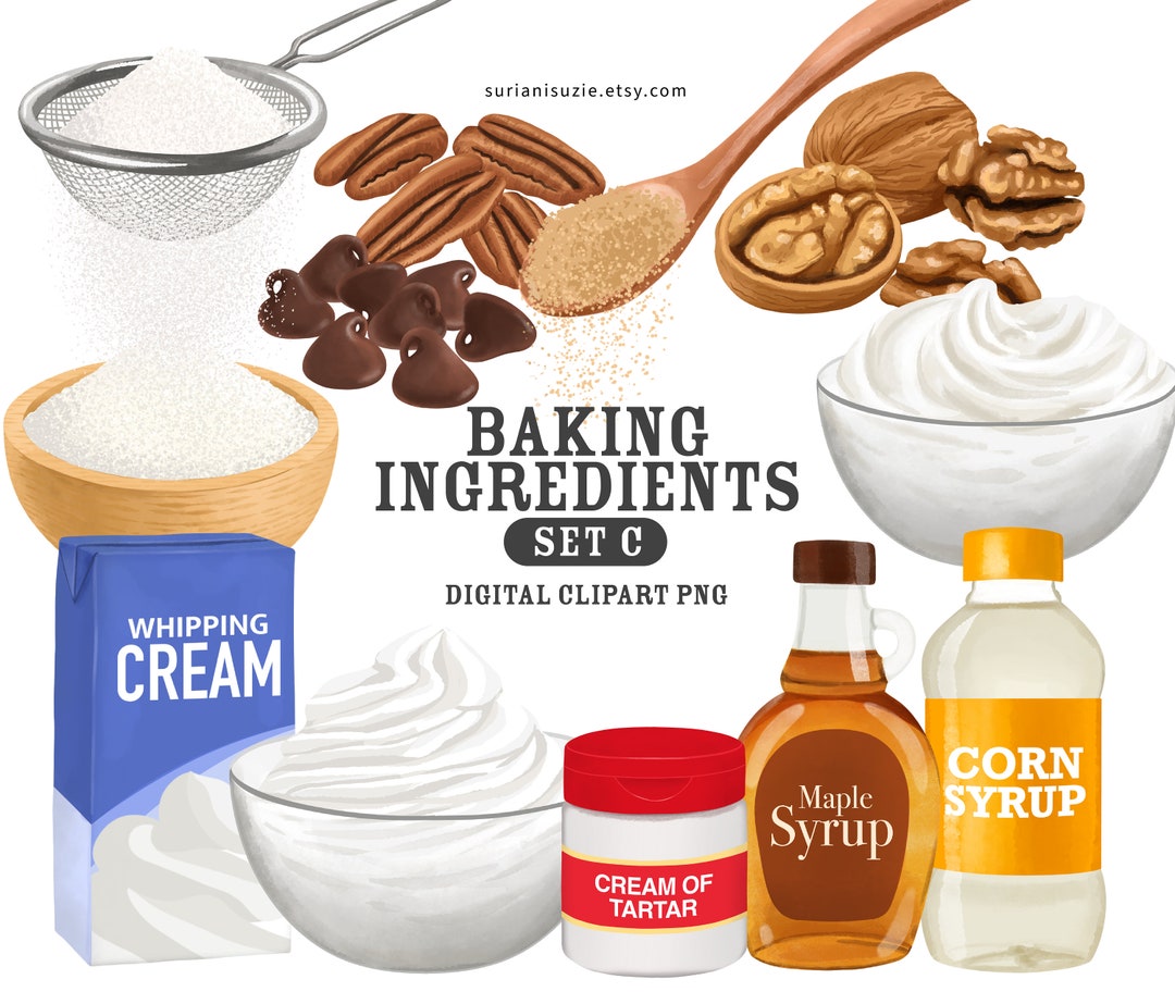 Baking Ingredients Set C, Digital Clipart PNG, Cooking Clip Art ...