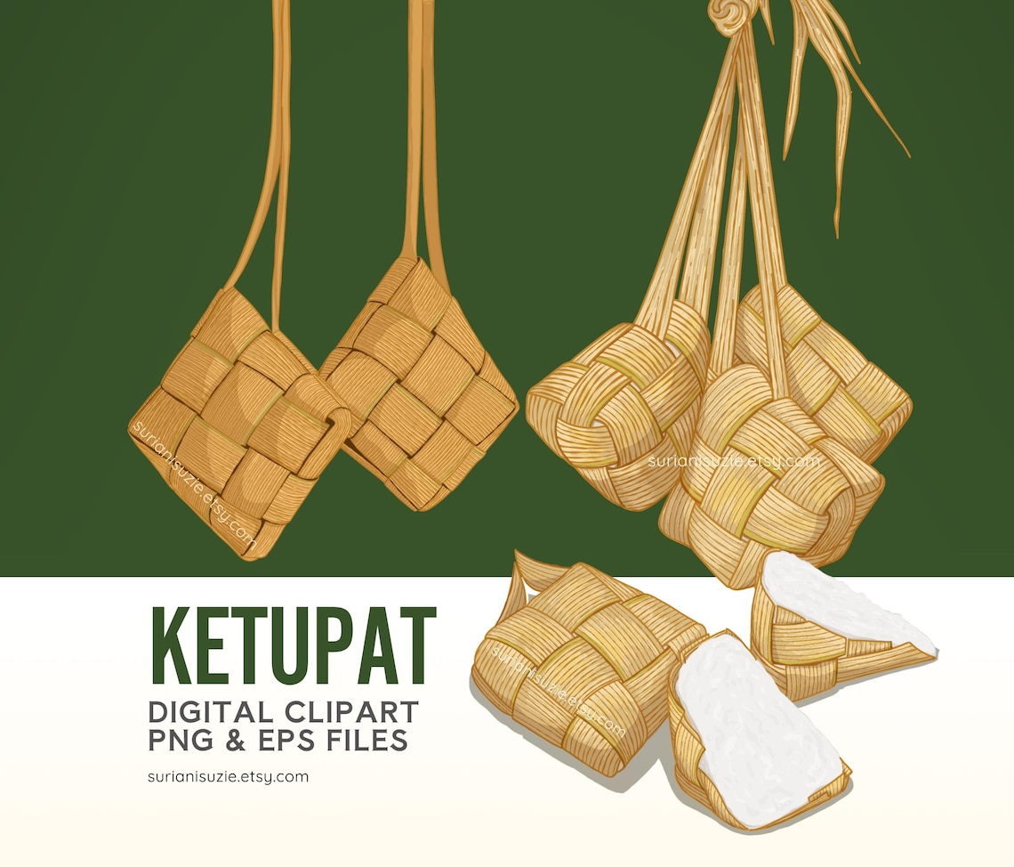 Ketupat, Kupat, Tipat, Ilustrasi Digital Makanan Malaysia, Singapore ...