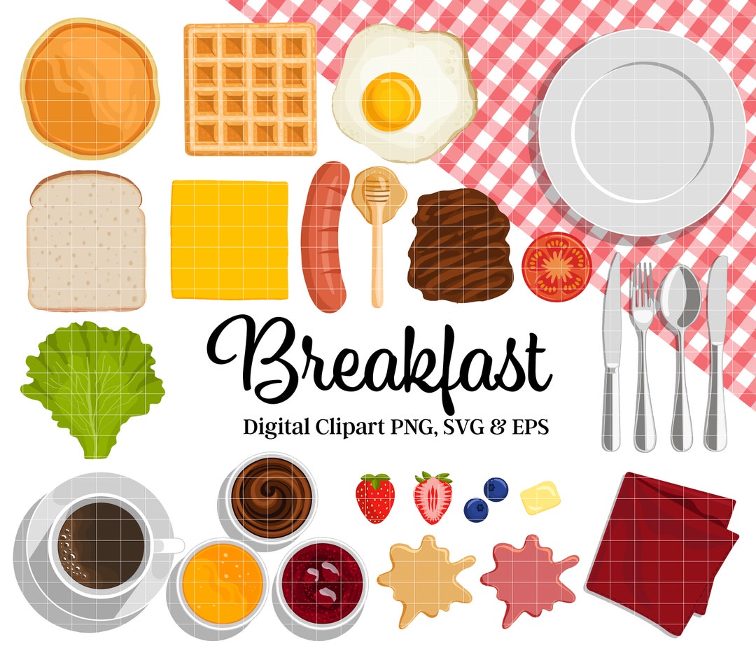 Breakfast Clipart Set: Hand-drawn Food Graphics (PNG, SVG, EPS) - Etsy