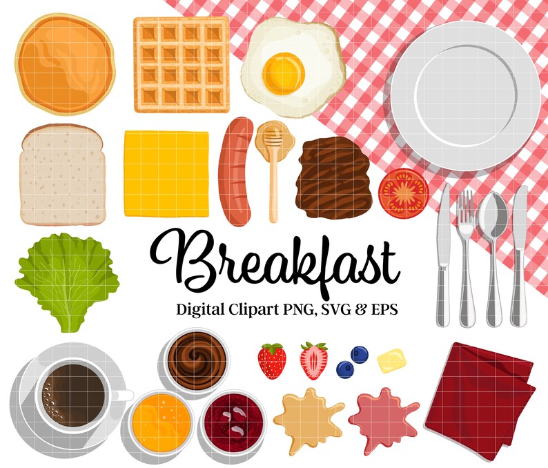 Breakfast Set Clipart PNG, SVG, EPS Vector Graphics, Kitchen and ...