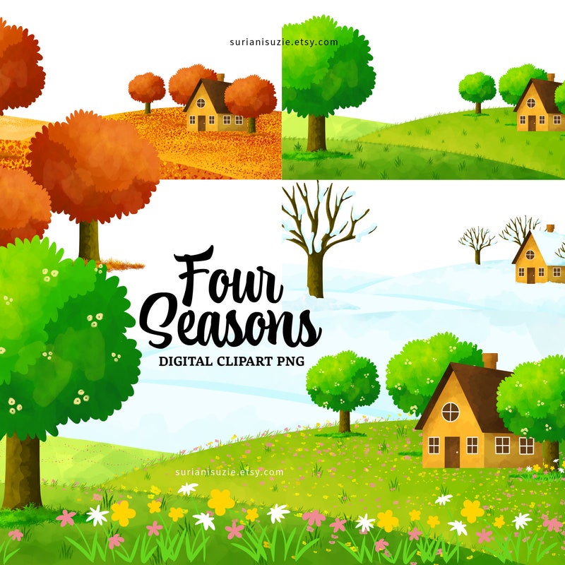 Four Seasons Clipart - Etsy