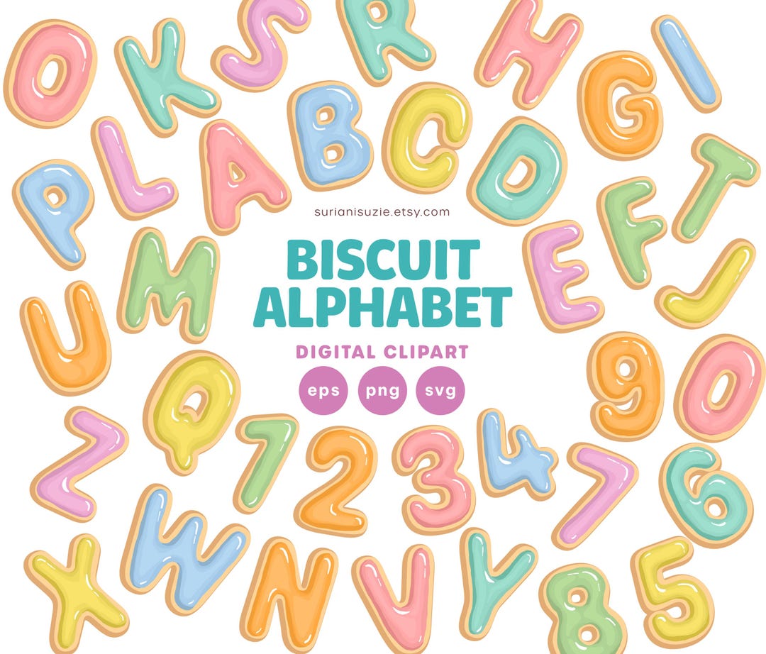 Biscuit Alphabet Clipart - PNG, EPS, SVG Vector Graphics & Craft ...