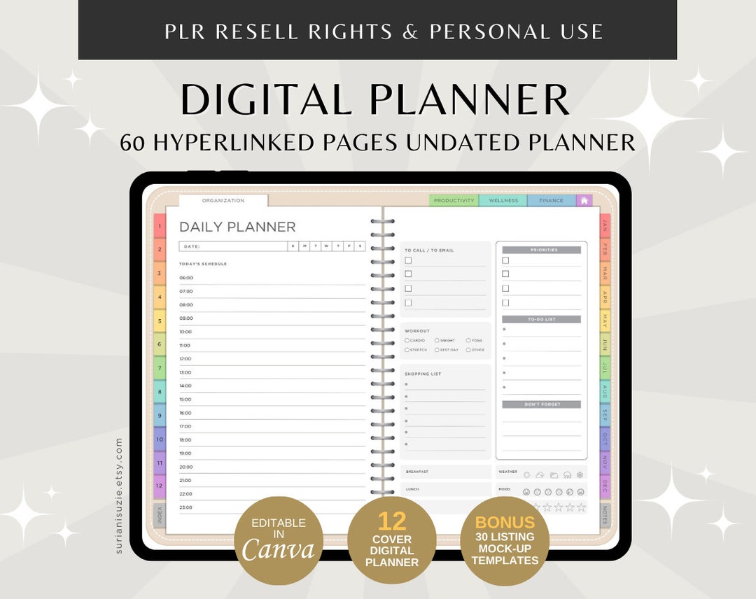 Digital Planner Edit and Resell, Commercial Use, Canva Editable ...