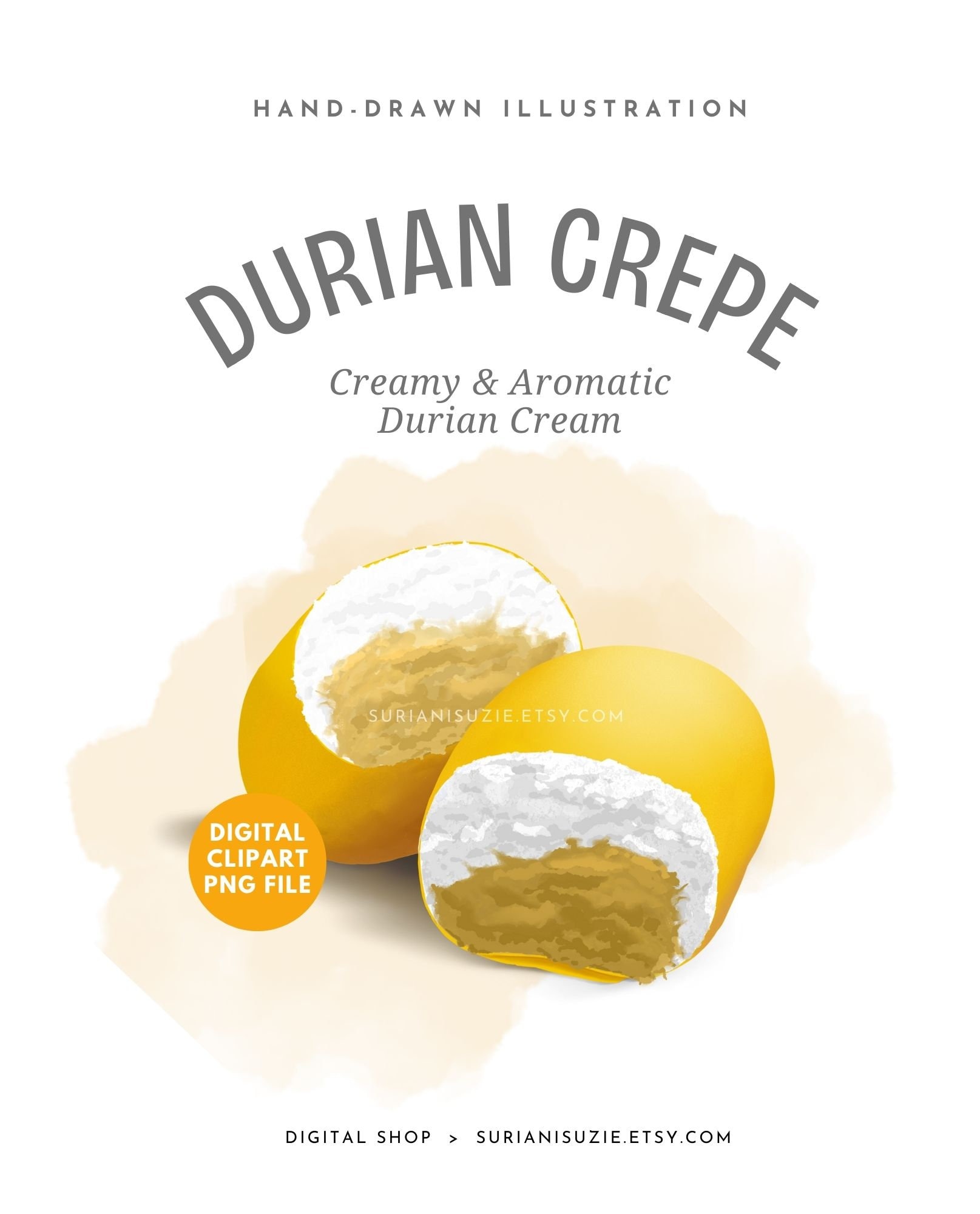 Durian Crepe Clipart PNG, Malaysian Clip Art, Asian Yellow Dessert ...