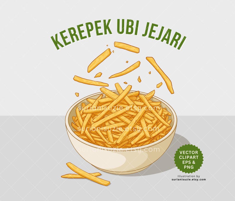 Traditional Kerepek Ubi Jejari and Kerepek Pisang, EPS Vector Graphics ...