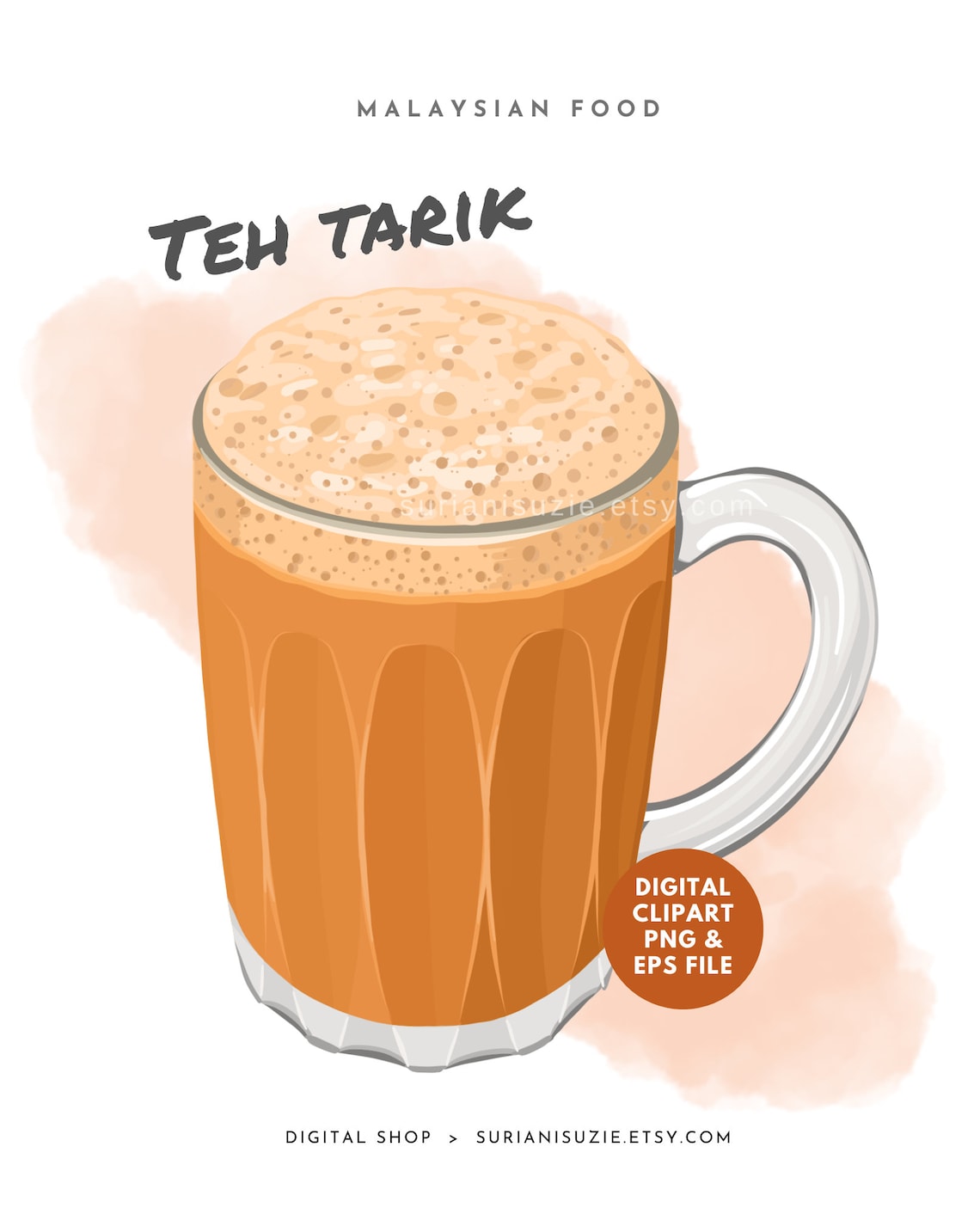 Teh Tarik, Teh Ais Ikat Tepi, Kopi Ais, Malaysia Clipart, Digital EPS, PNG, Vector Graphic, Clip ...