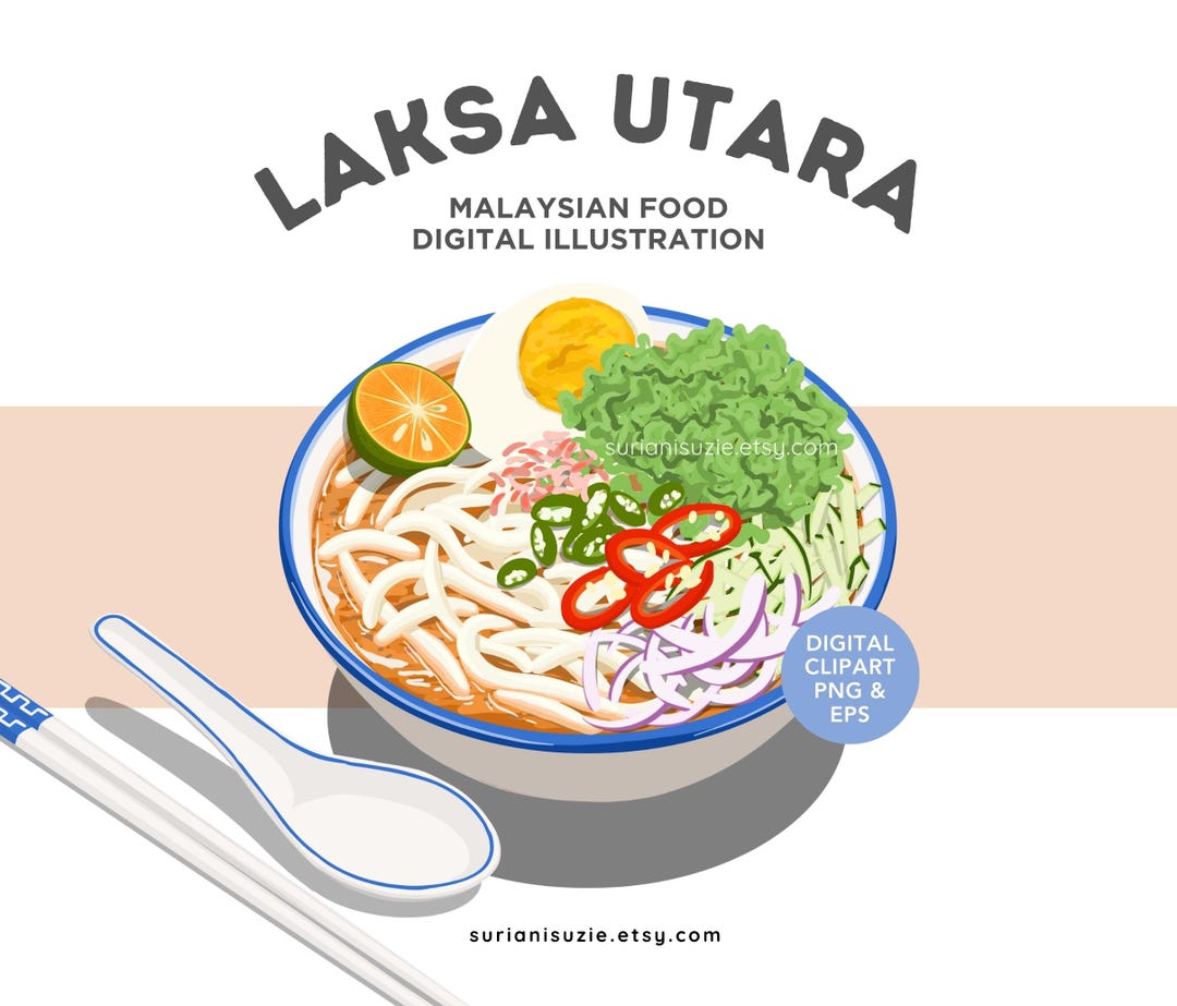 Laksa Utara, Malaysian, Singaporean, EPS, PNG, Vector Graphic, Clip Art ...