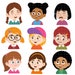 Cute Kids Faces Collection Digital Clipart PNG and EPS, Instant ...