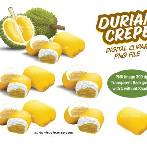 Durian Crepe Clipart PNG, Malaysian Clip Art, Asian Yellow Dessert ...